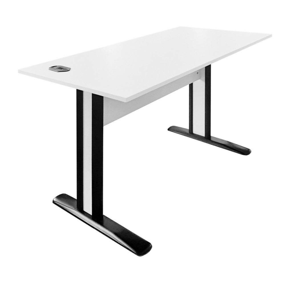 Birou IOANA blat simplu , Pal Alb / picioare negre , 1345 x 680 x 750 mm