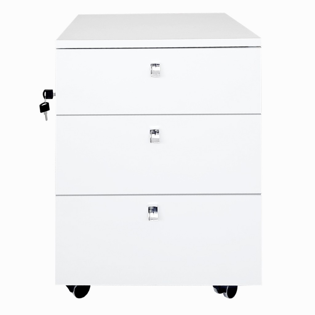 Rollbox 3 sertare cu yala, pal Alb , 44 x 52 x 61 cm